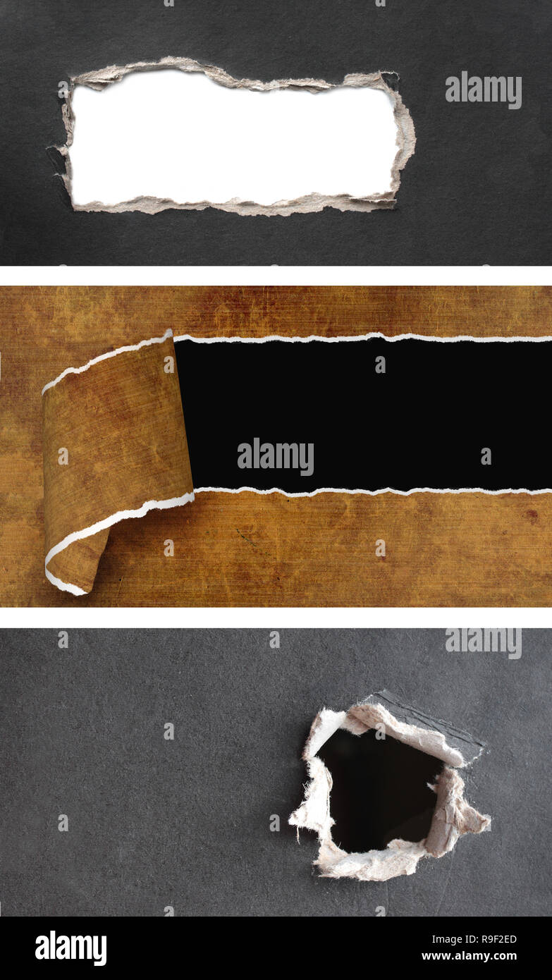 Collection of grunge banners. Holes with the damaged edges Stock Photo ...