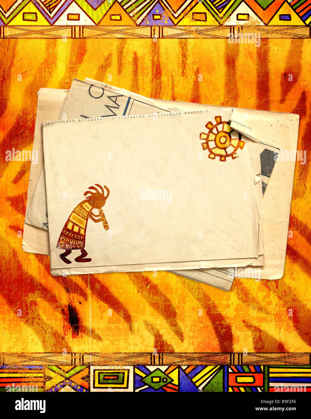 Grunge background with african traditional patterns Stock Photo - Alamy