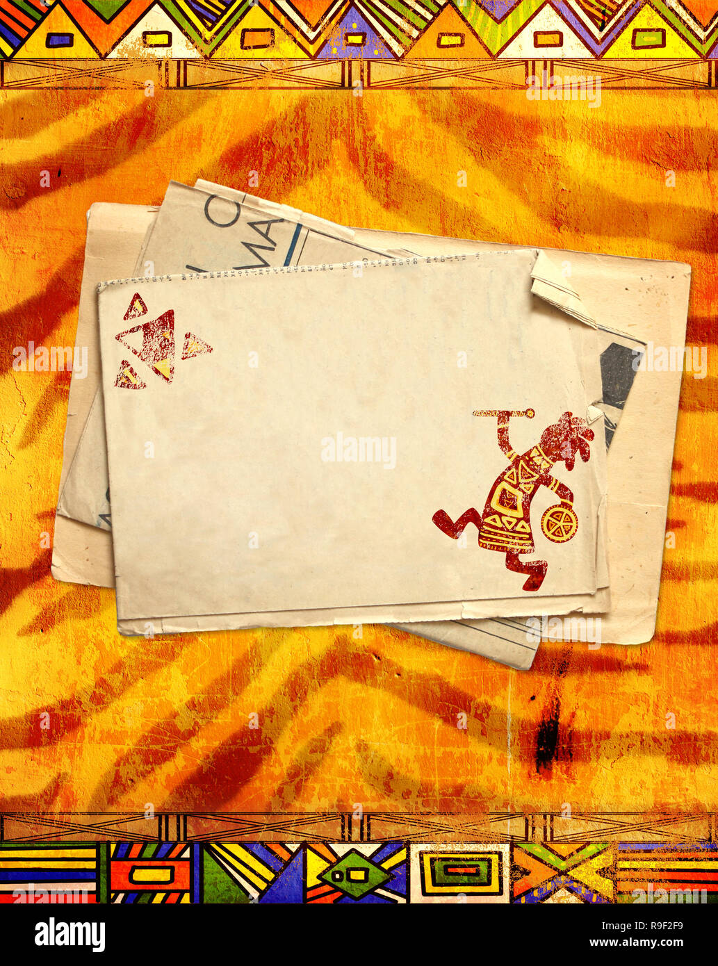 Grunge background with african traditional patterns Stock Photo - Alamy