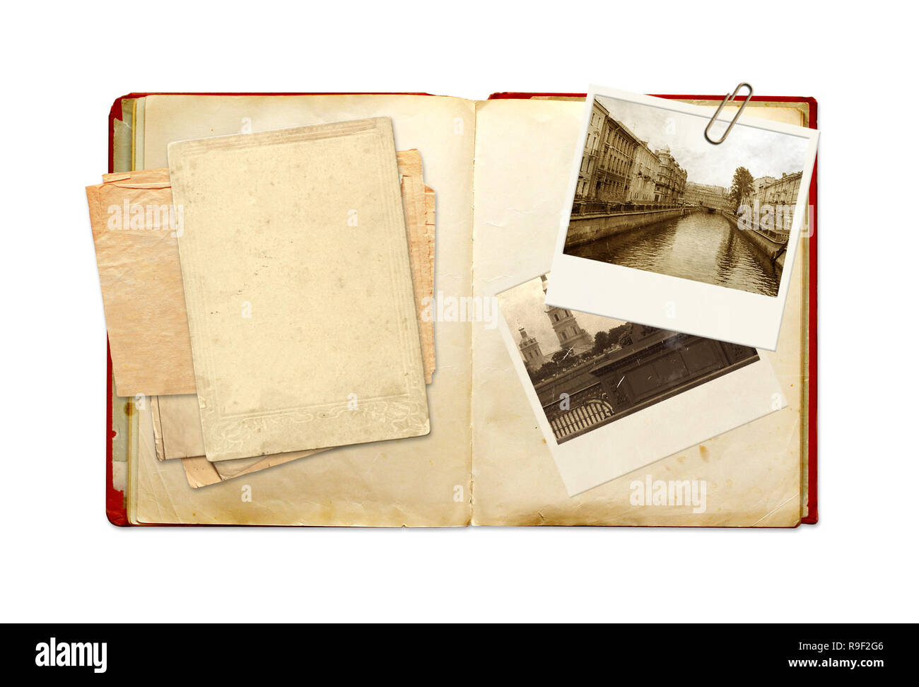 Old book and photos. Objects isolated over white Stock Photo - Alamy
