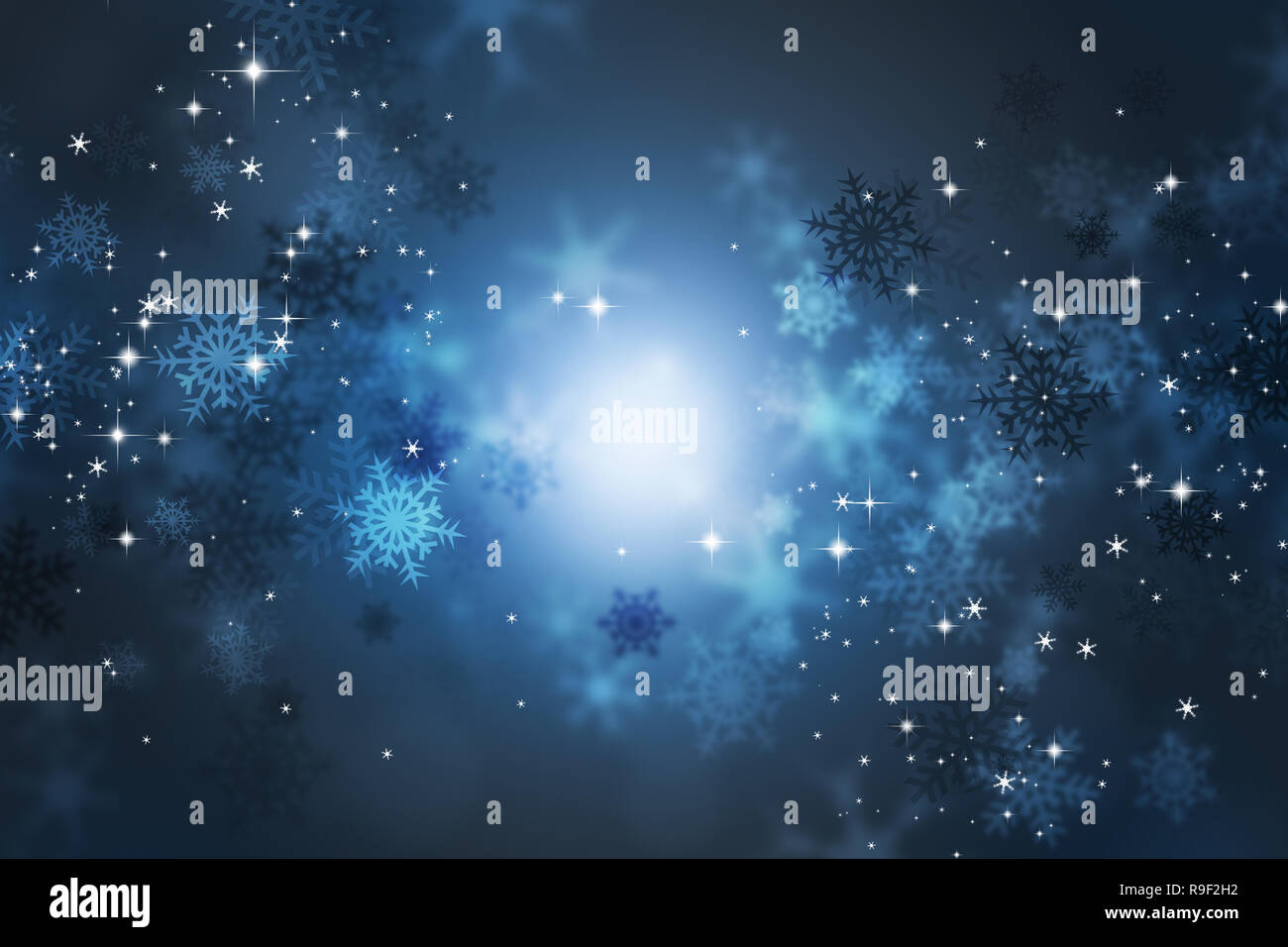 winter snow and lights abstract blue holiday background Stock Photo - Alamy