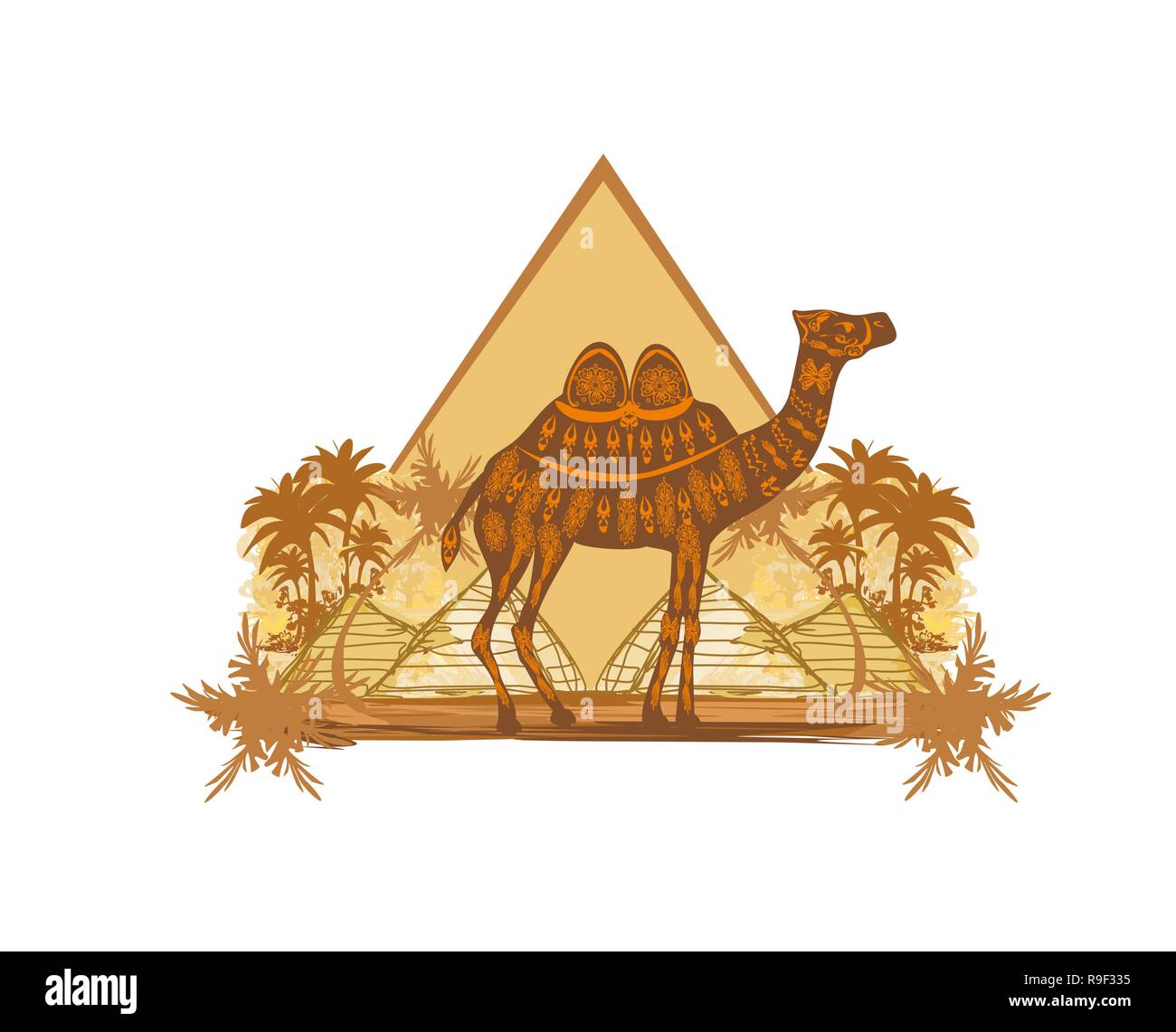Camel in desert pyramids Cut Out Stock Images & Pictures - Alamy