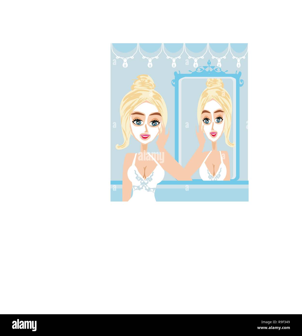 Women applying face cream Stock Vector Images - Alamy