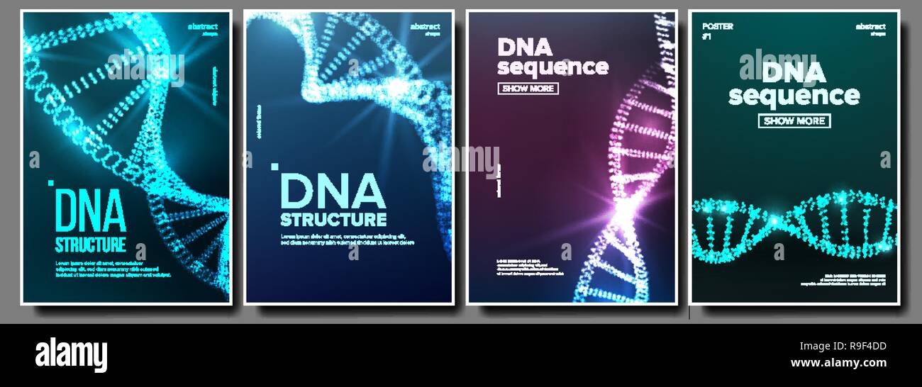 Dna Poster Set Vector. Biochemistry Flyer. Evolution Symbol. Healthy ...