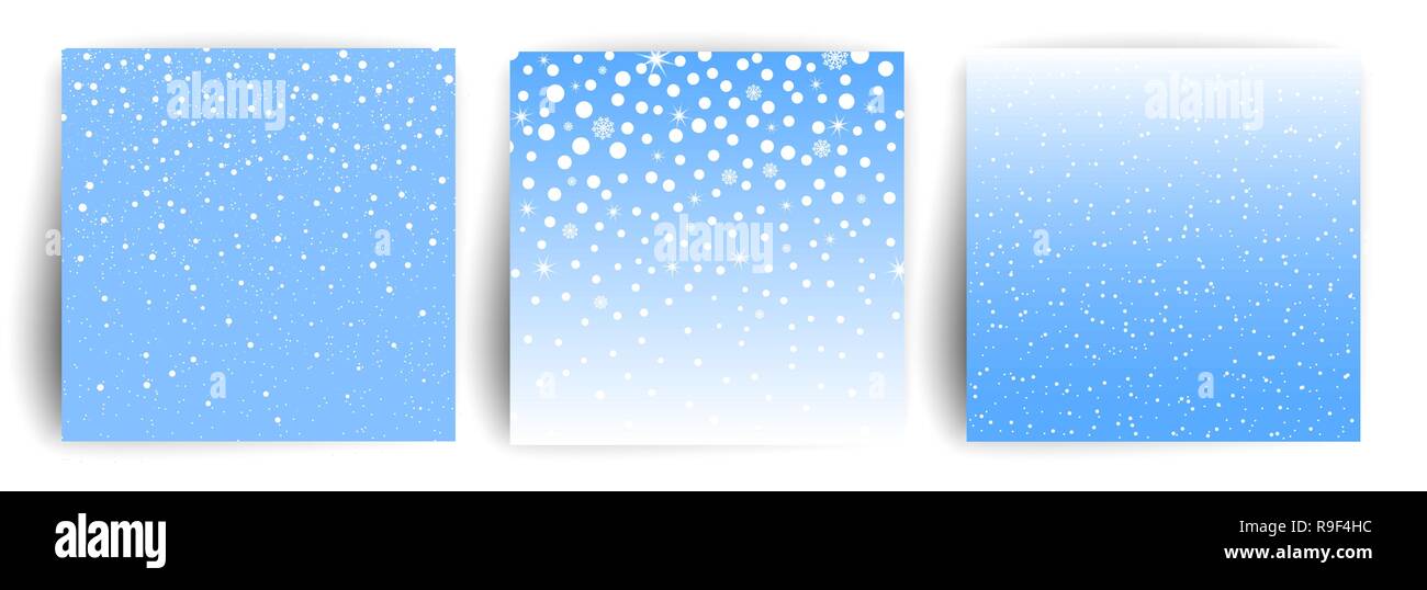 Snow background. Set of Christmas Greeting card design template for ...