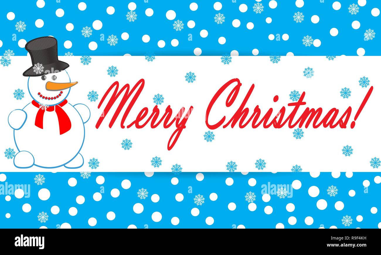 Christmas background with snowman. Falling snow. Greeting card design ...