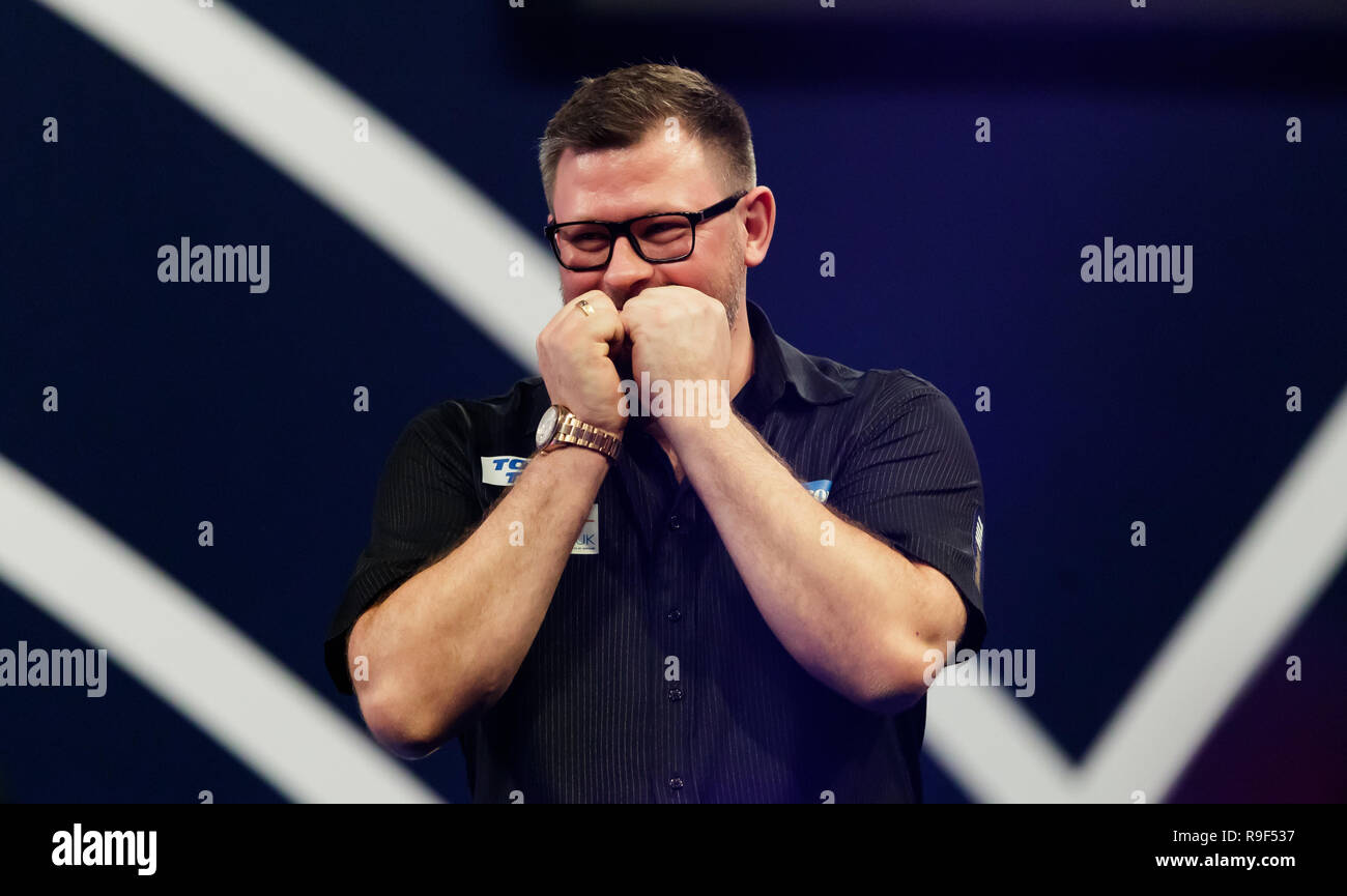 James Wade celebrates defeating Keegan Brown during day eleven of the ...