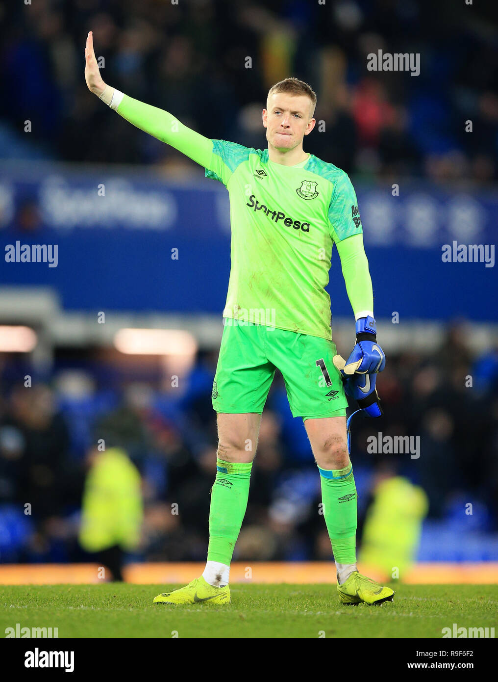 Everton goalkeeper Jordan Pickford during the Premier League match at ...