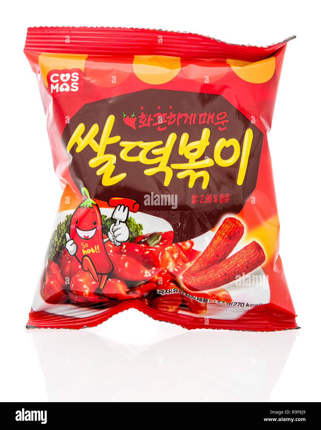 Winneconne, WI - 21 December 2018: A package of Cosmos Tteokbokki ...