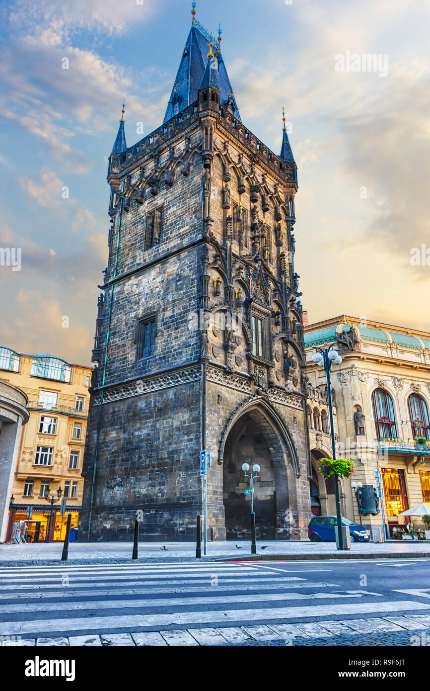 The Powder Gate in the Old Town of Prague, Czech Republic, no pe Stock ...