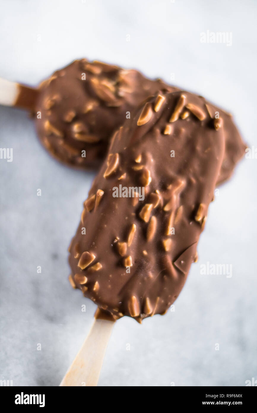 chocolate almond ice cream - pastry and sweet food styled concept ...