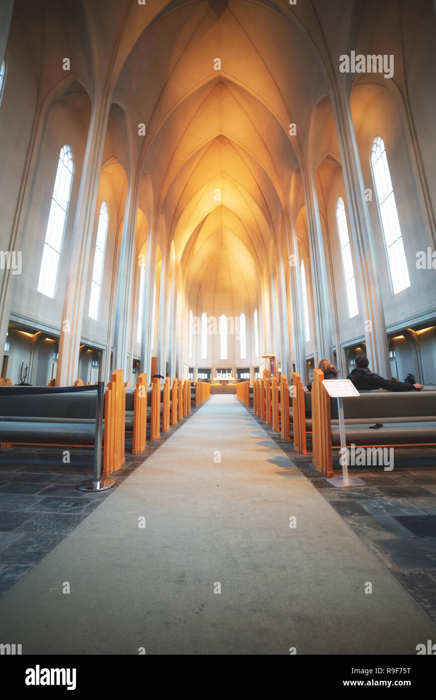 Inside Hallgrimskirkja Church Reykjavik Church High Resolution Stock ...