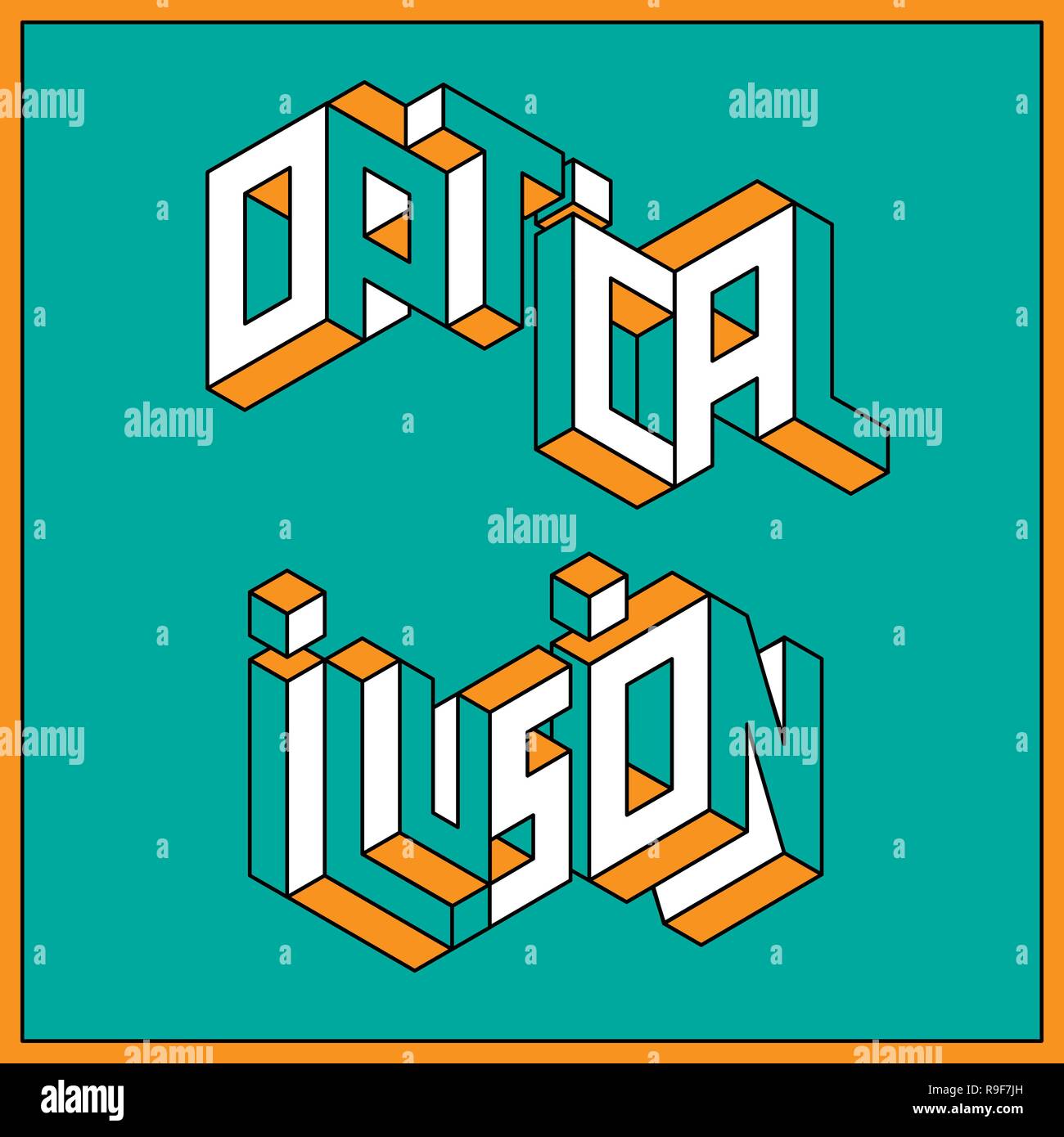 Impossible typography. Phrase Optical illusion made of impossible ...