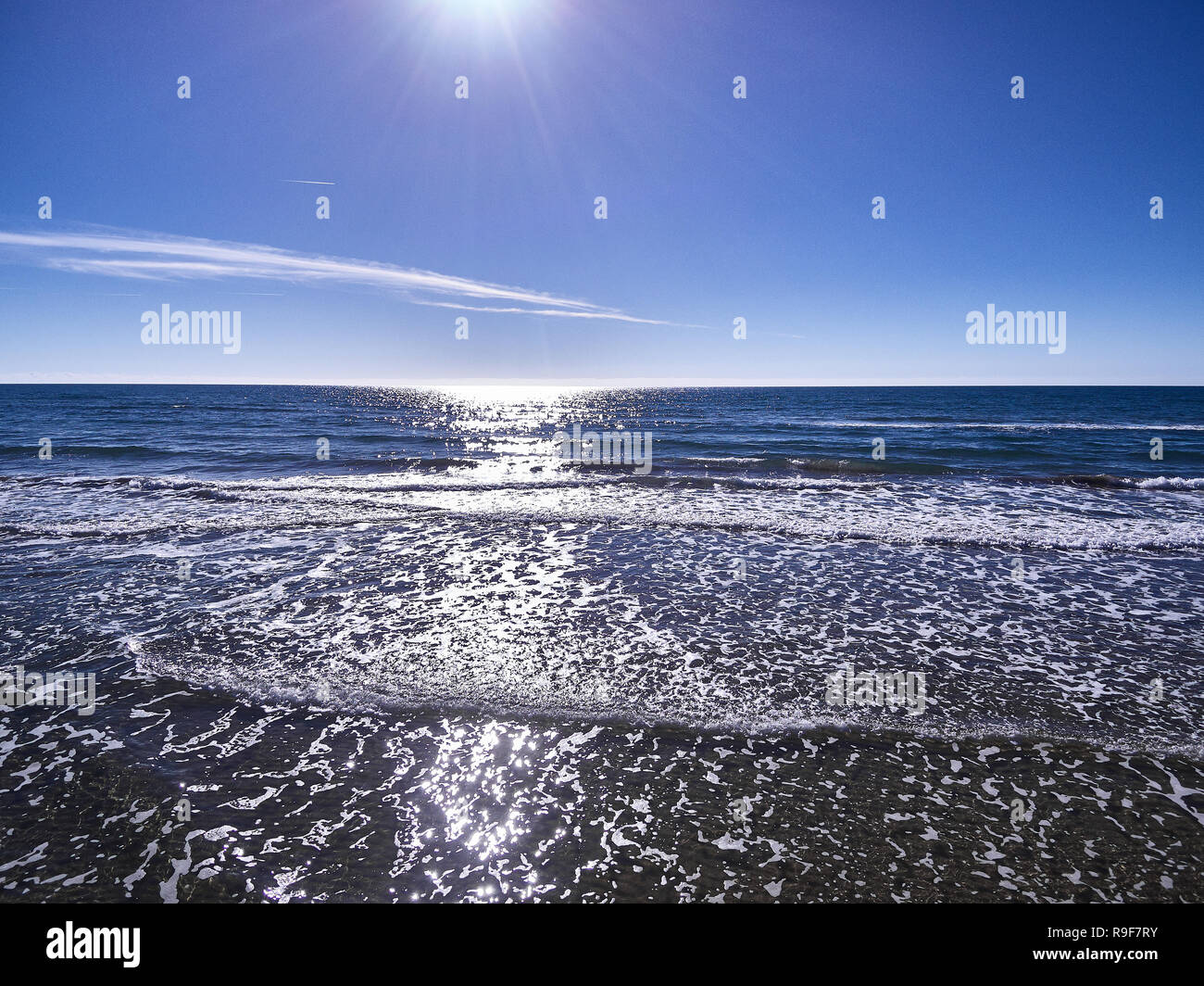 Aerial view of Granelli Beach, a seaside place in Sicily. The shot is ...