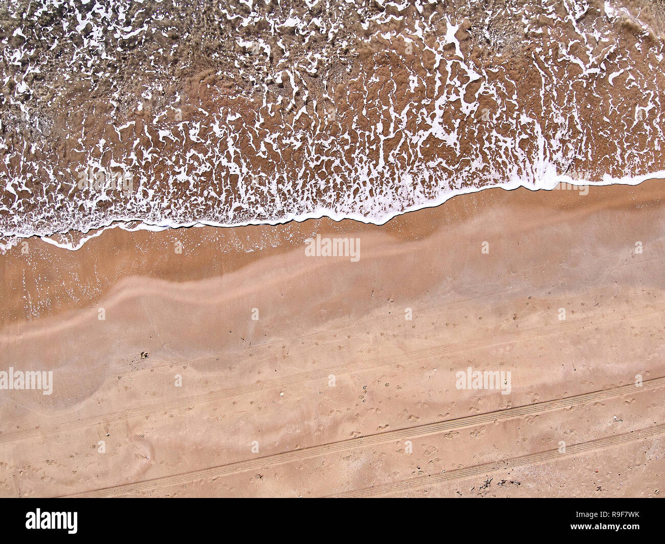 Aerial view of Granelli Beach, a seaside place in Sicily. The shot is ...