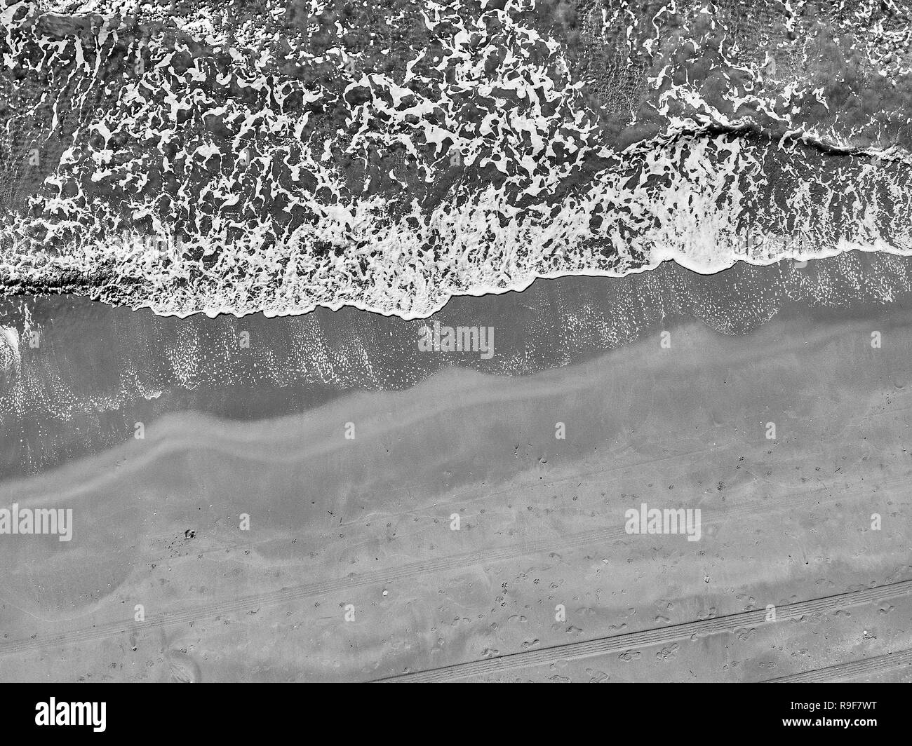 Aerial view of Granelli Beach, a seaside place in Sicily. The shot is ...