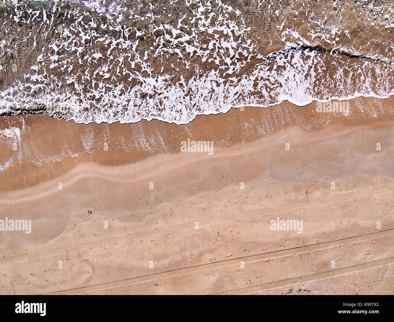 Aerial view of Granelli Beach, a seaside place in Sicily. The shot is ...