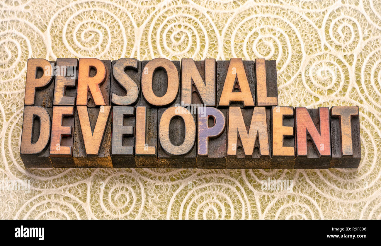 personal development - word abstract in vintage letterpress wood type ...