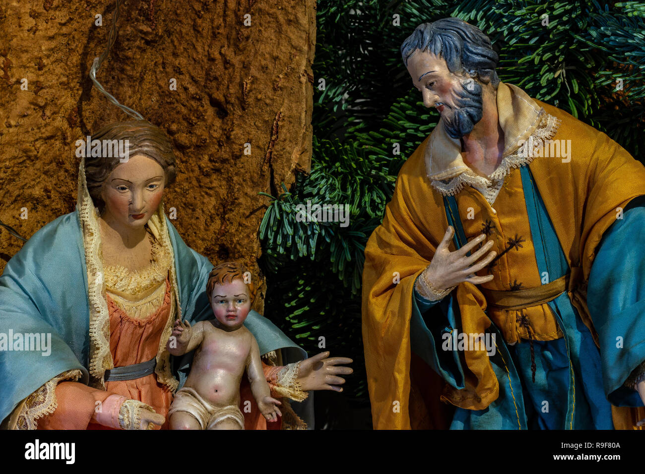 The representation of the holy family, The Virgin Mary holding the ...