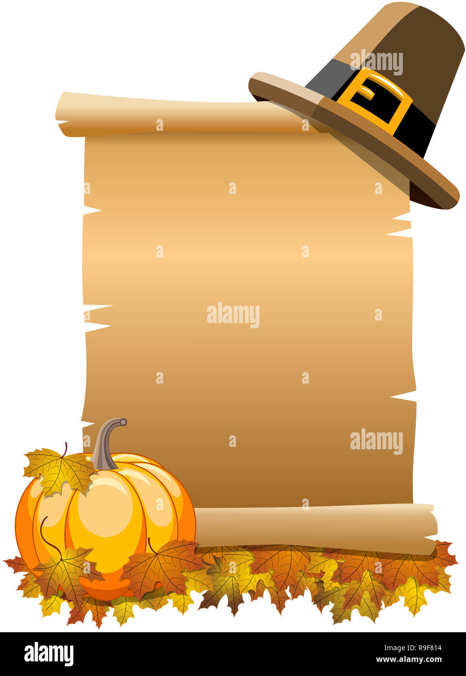 Blank Thanksgiving Parchment or Scroll with pilgrim hat on top and ...