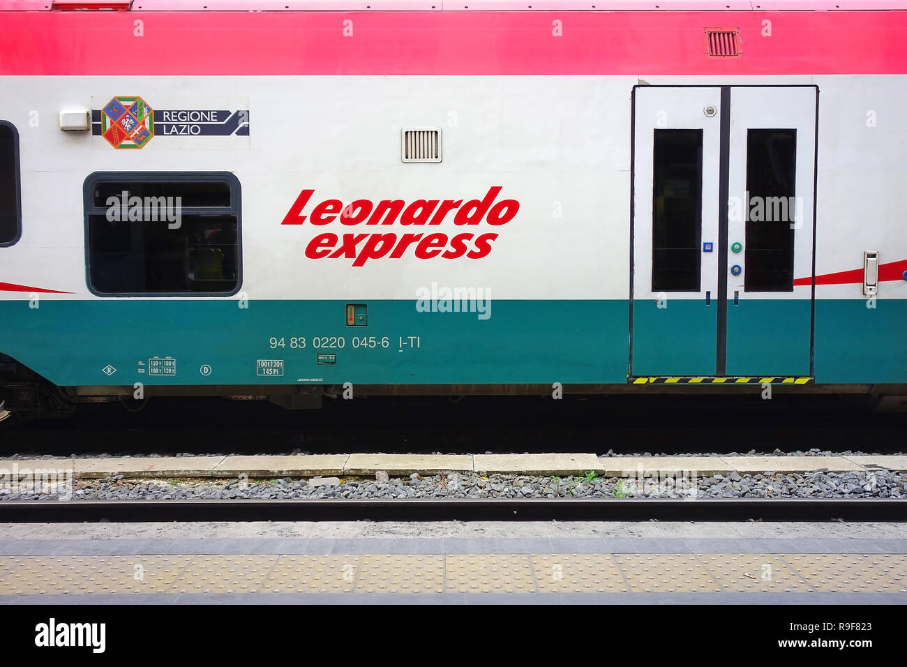 Rome, Italy - April, 2015: Leonardo Express train linking Rome Termini station with airport ...