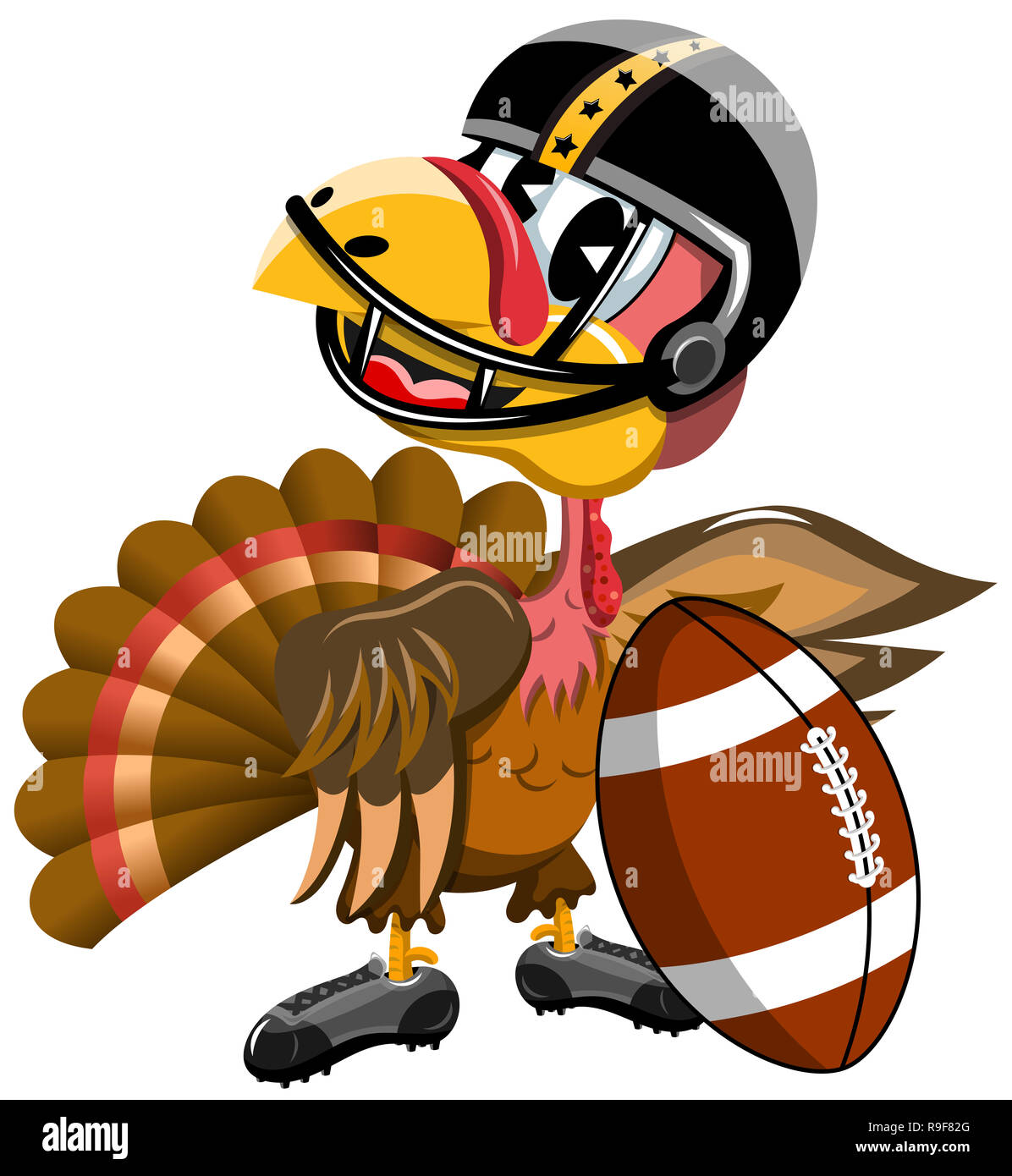 Thanksgiving Turkey inviting to Playing American Football isolated ...