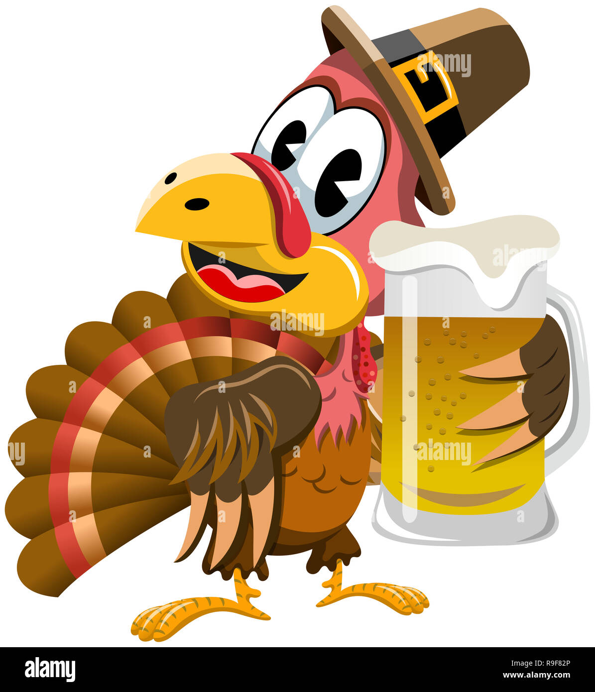 Happy Thanksgiving Turkey holding Beer mug isolated Stock Photo - Alamy