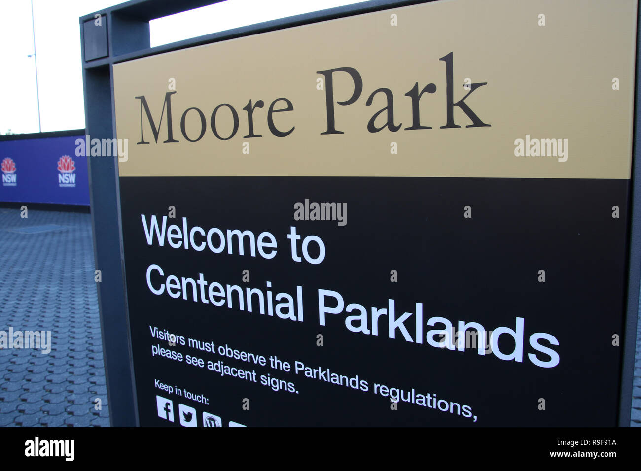 Moore Park, Welcome to Centennial Parklands sign on Driver Avenue ...