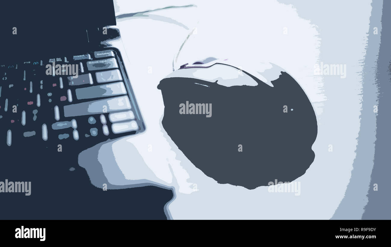 Wired Computer Mouse and Laptop Keyboard, Screen. Cutout Artistic ...