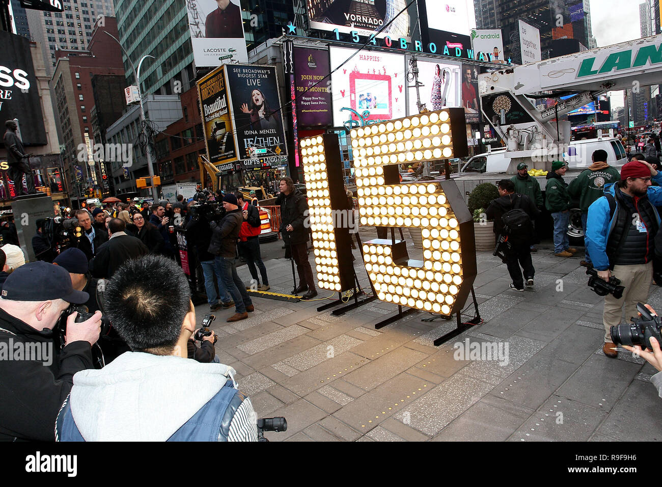 NEW YORK, NY - DECEMBER 16: New Year's Eve Numerals Arrive In Times ...
