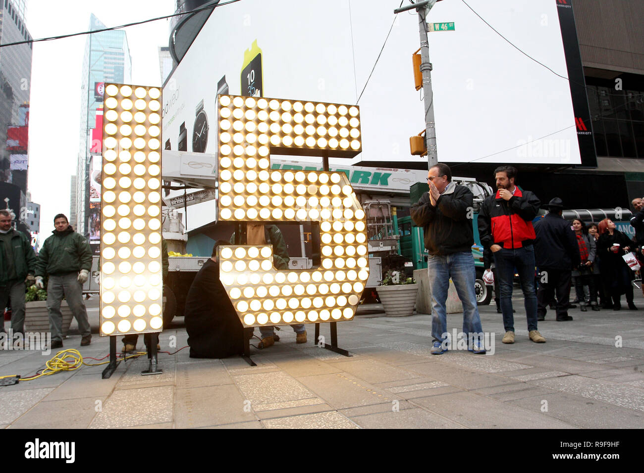 NEW YORK, NY - DECEMBER 16: New Year's Eve Numerals Arrive In Times ...