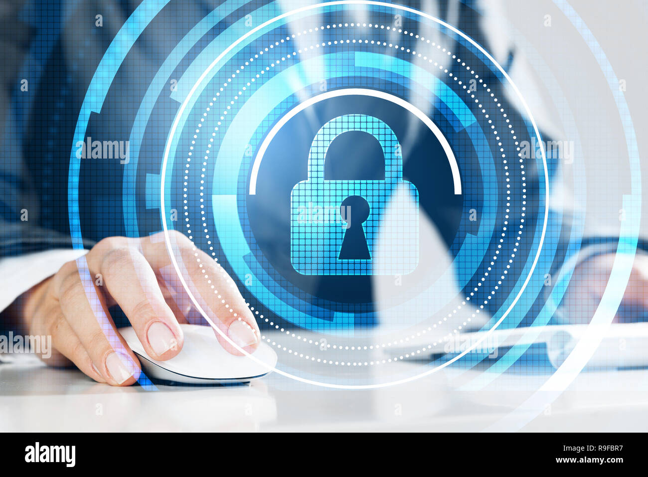 Internet security concept with woman typing password on keyboard Stock ...