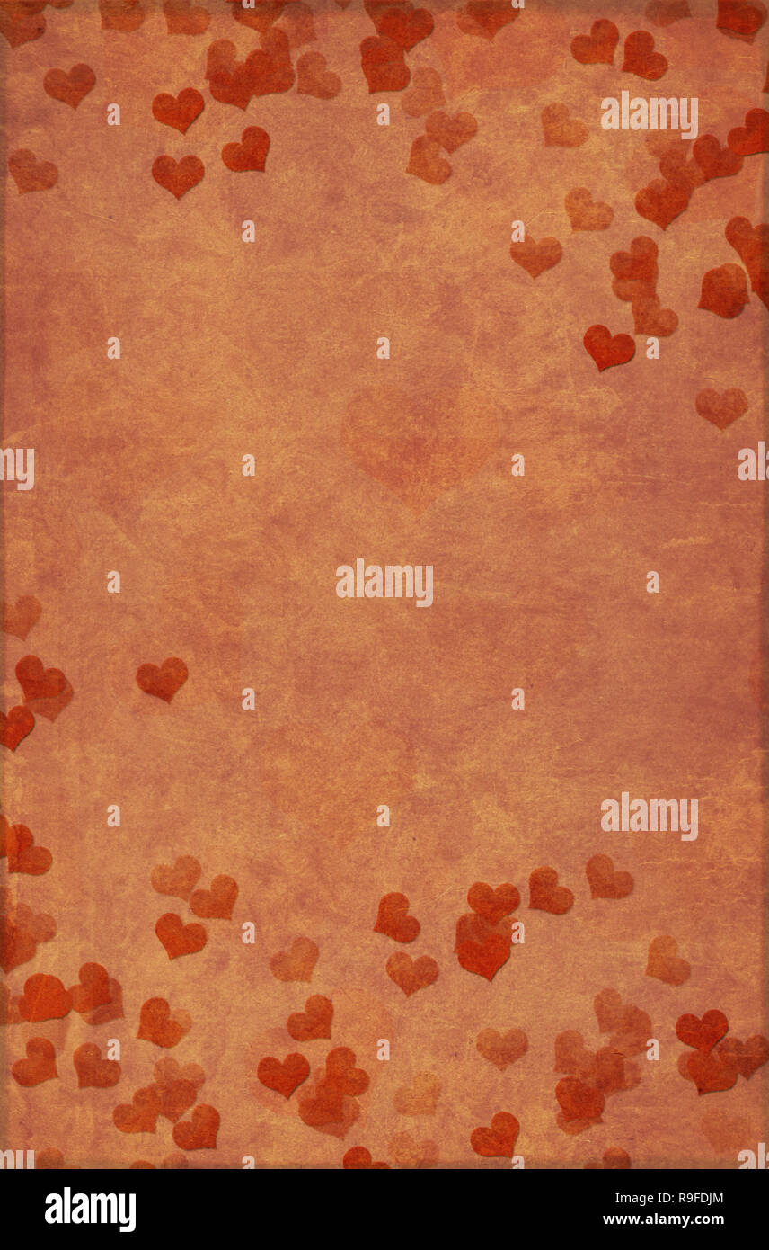Romantic grunge background with hearts of red color Stock Photo - Alamy