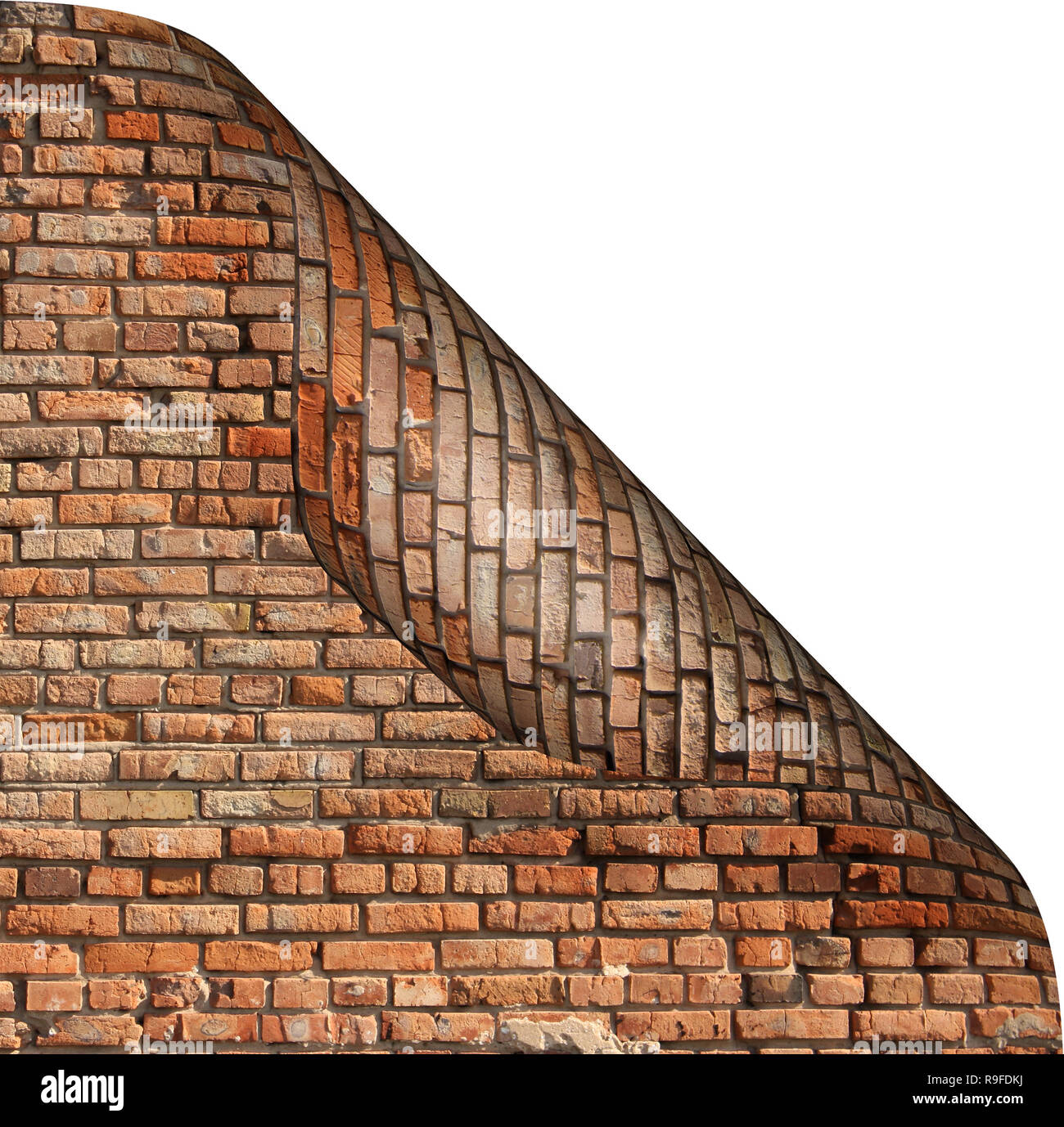 Turned corner of page with the image of brick wall Stock Photo - Alamy