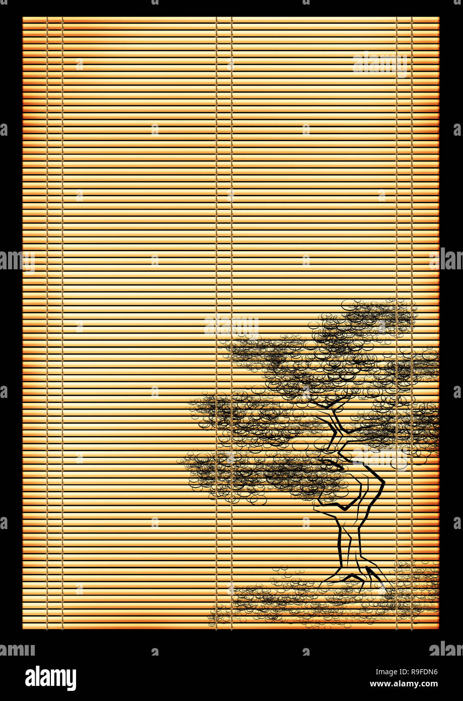 Background - an ancient volumetric Japanese reed mat Stock Photo - Alamy
