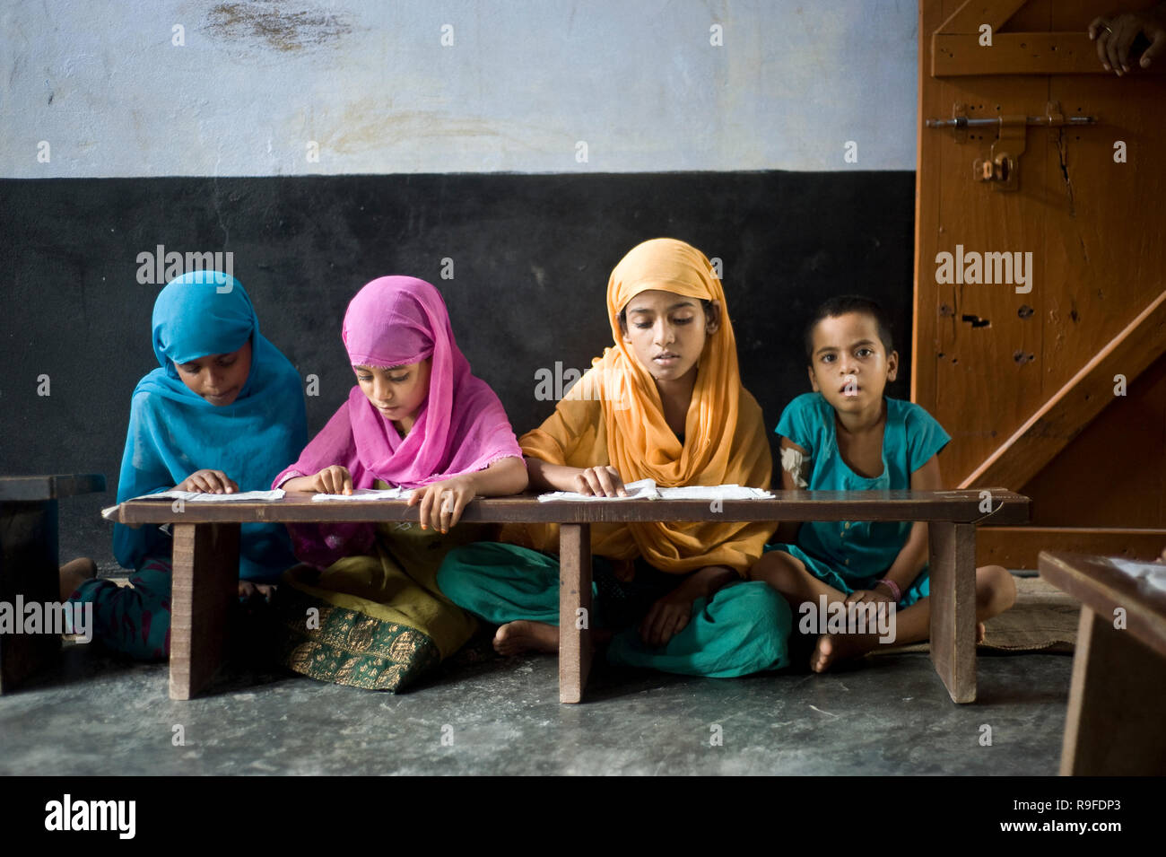 Varanasi / India 20 September 2011 Muslim girls learning lessons at ...