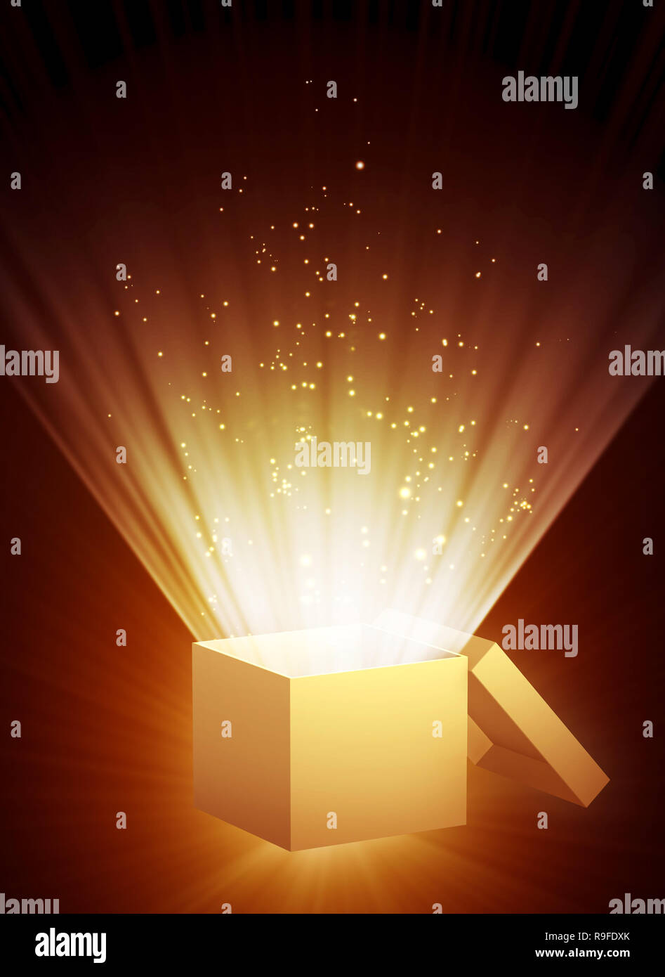 Vertical background of red color with magic box Stock Photo - Alamy