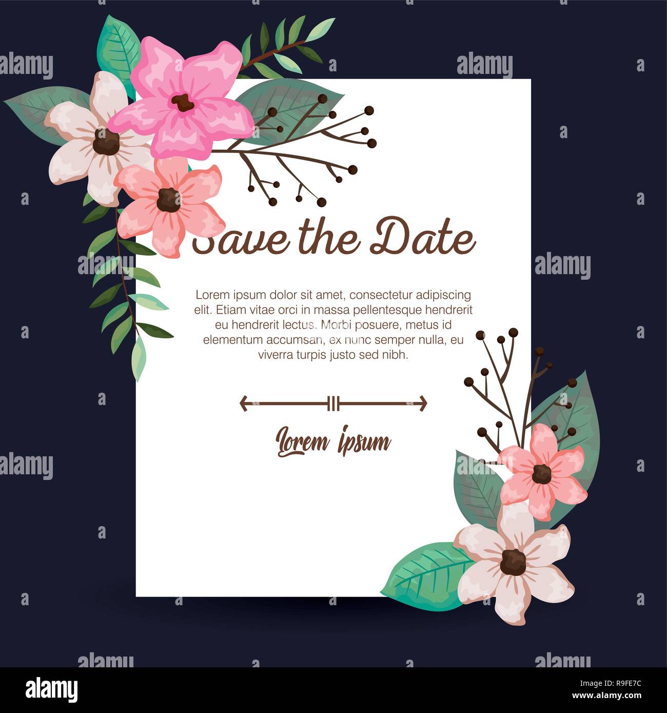 invitation card with beautiful flowers and leafs Stock Vector Image ...