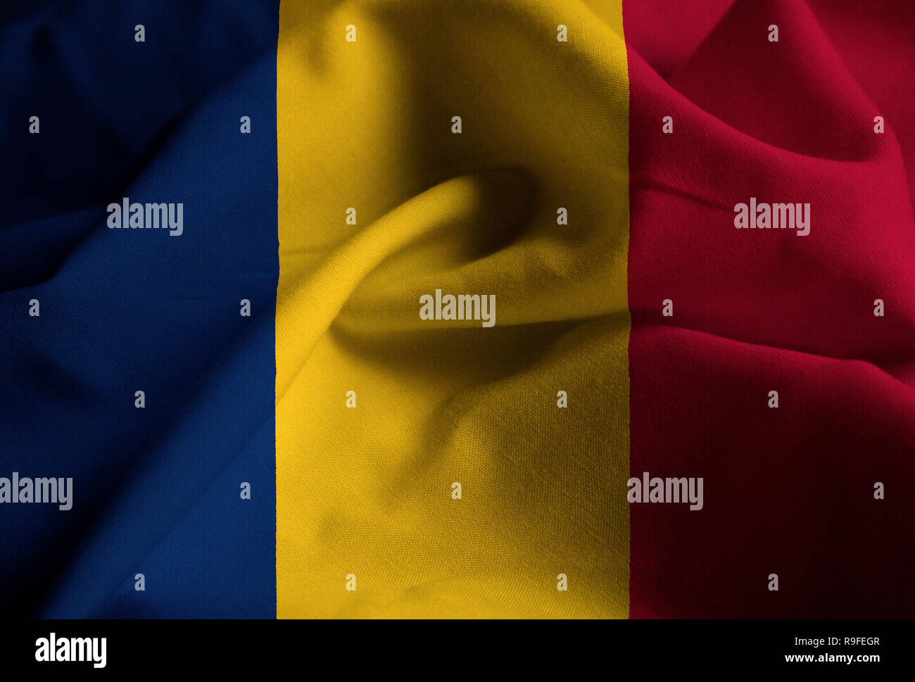 Closeup of Ruffled Chad Flag, Chad Flag Blowing in Wind Stock Photo - Alamy