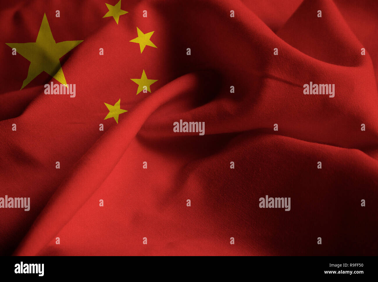 Closeup of Ruffled China Flag, China Flag Blowing in Wind Stock Photo ...