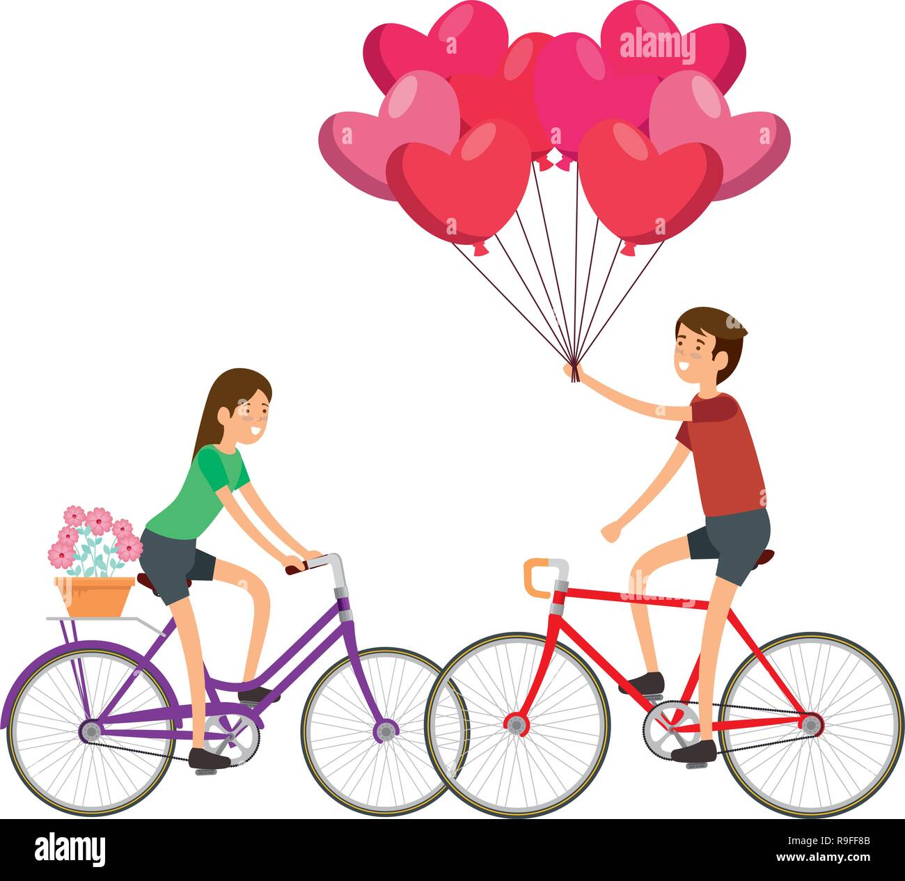Couple traveling bicycle Stock Vector Images - Alamy