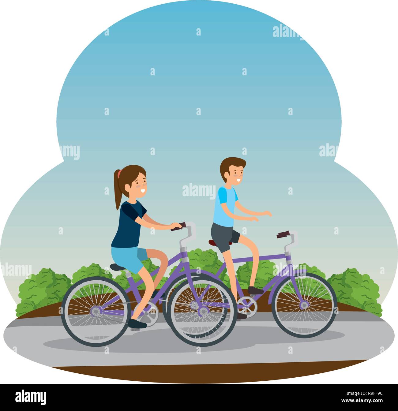 Couple on bicycle in Stock Vector Images - Alamy