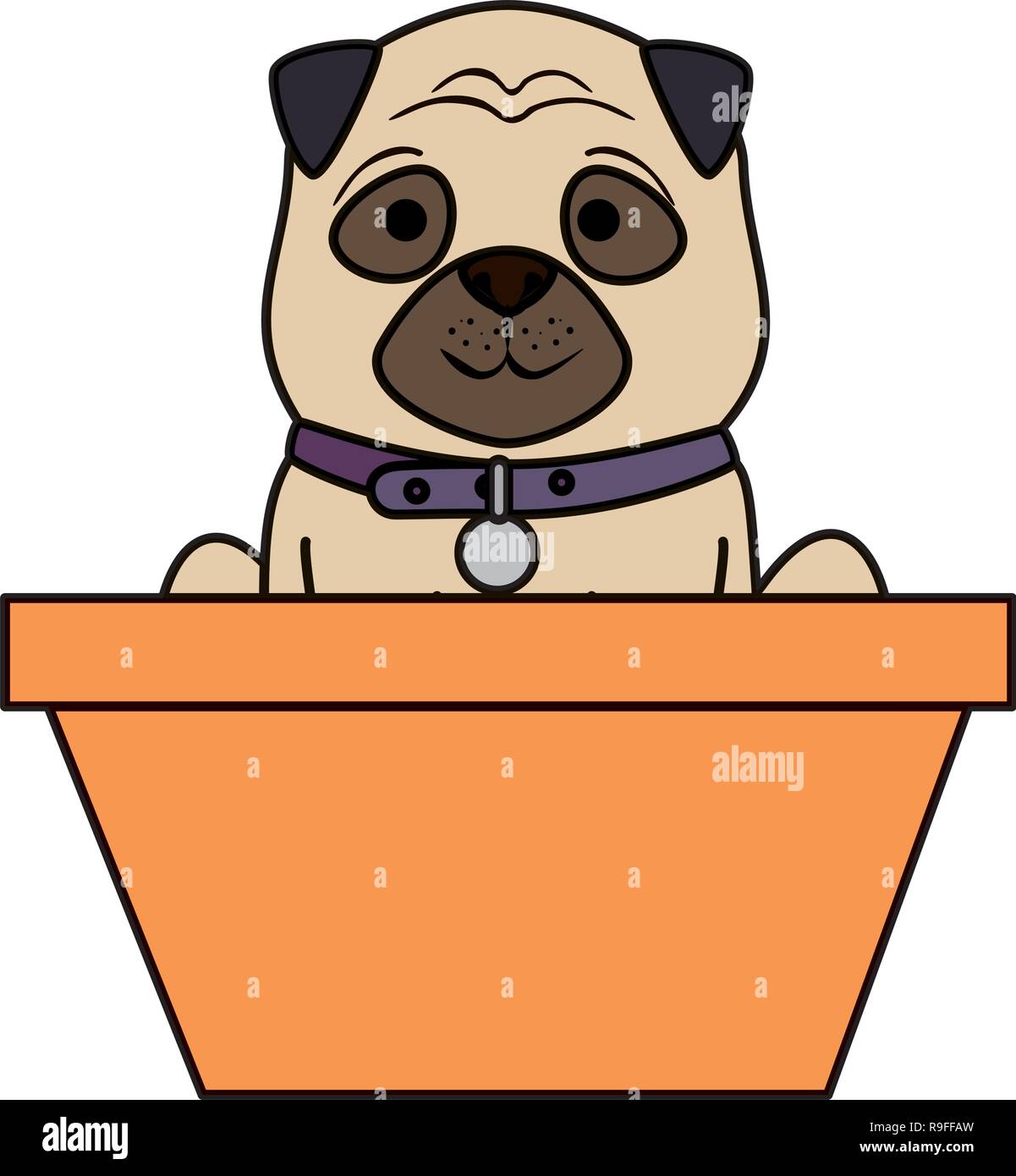 Puppy in basket Stock Vector Images - Alamy