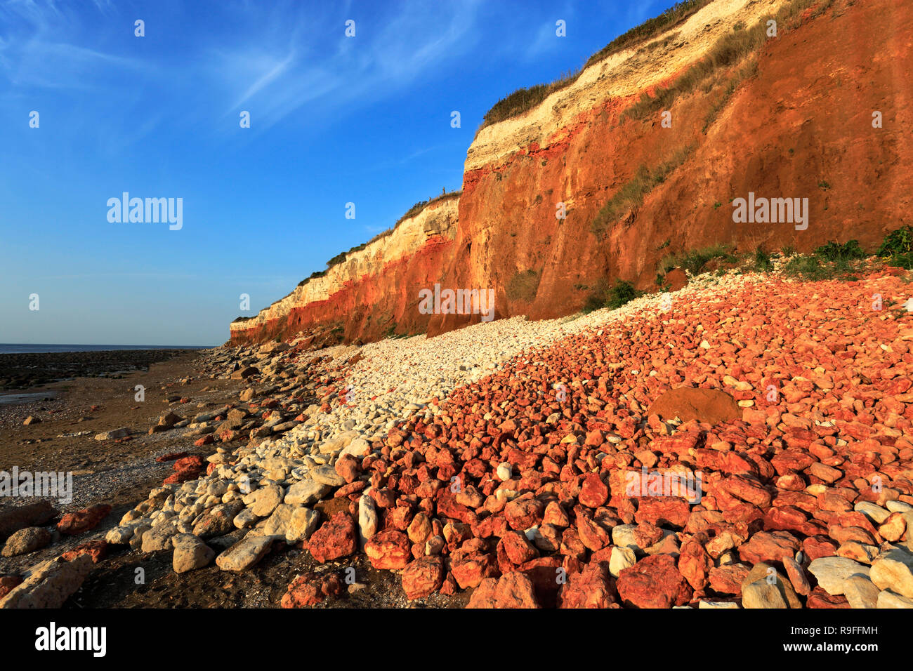 The Brownstone and Chalk Cliffs; Hunstanton town; North Norfolk Coast ...