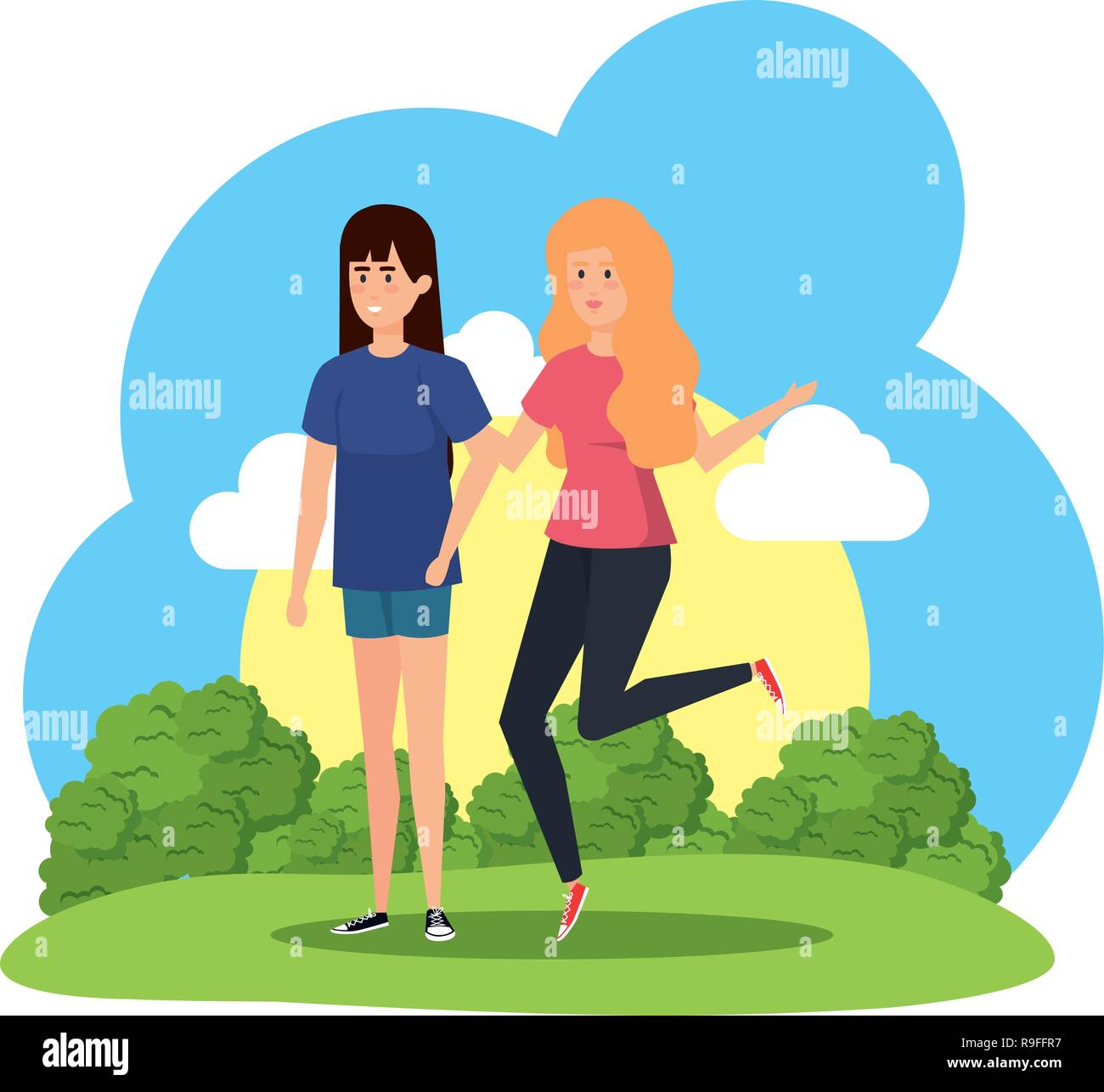 couple of women in the camp characters Stock Vector Image & Art - Alamy