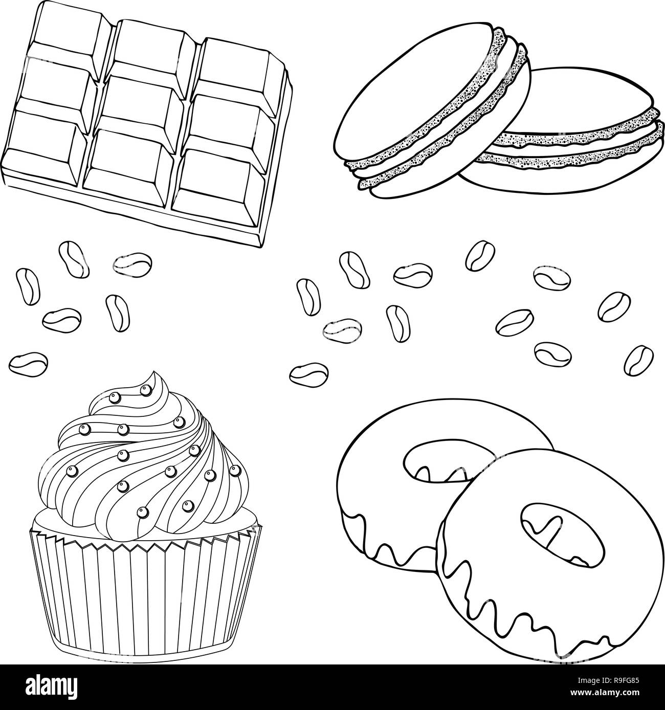 Chocolate cake cocoa beans Stock Vector Images - Alamy