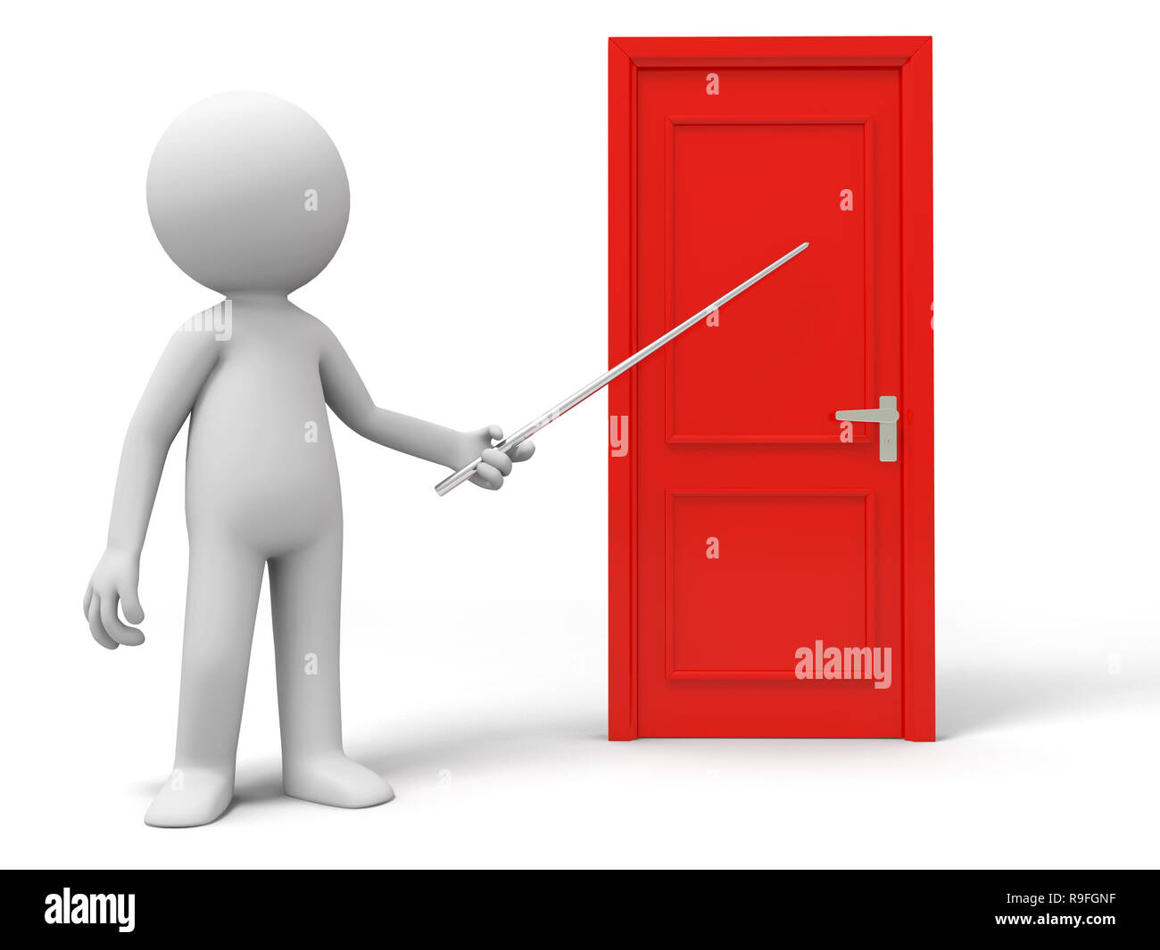 Introduce,Point,A person introduces a door with a stick Stock Photo - Alamy