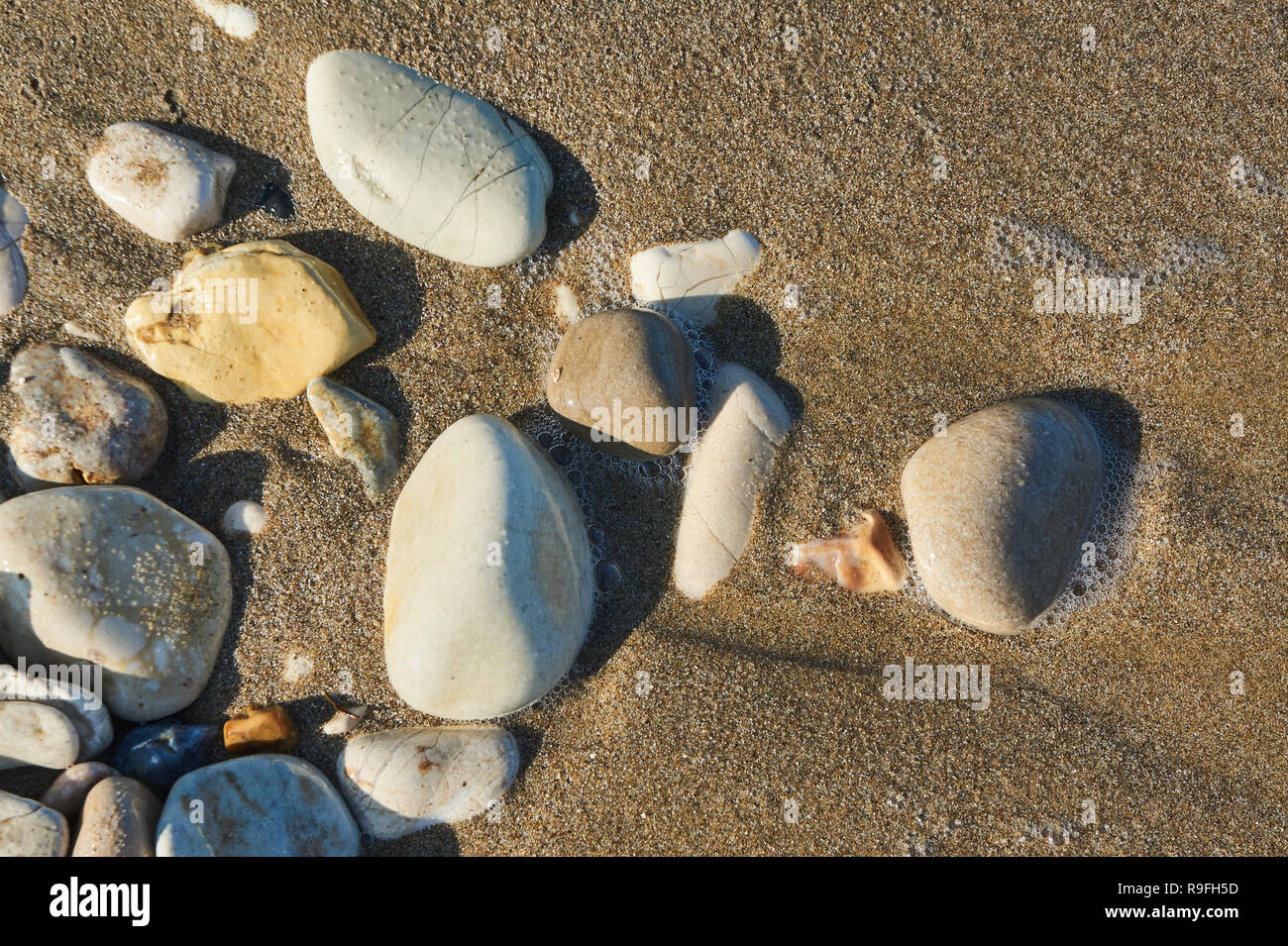 Stones and pebbles on the beach on the Greek island of Corfu Stock ...