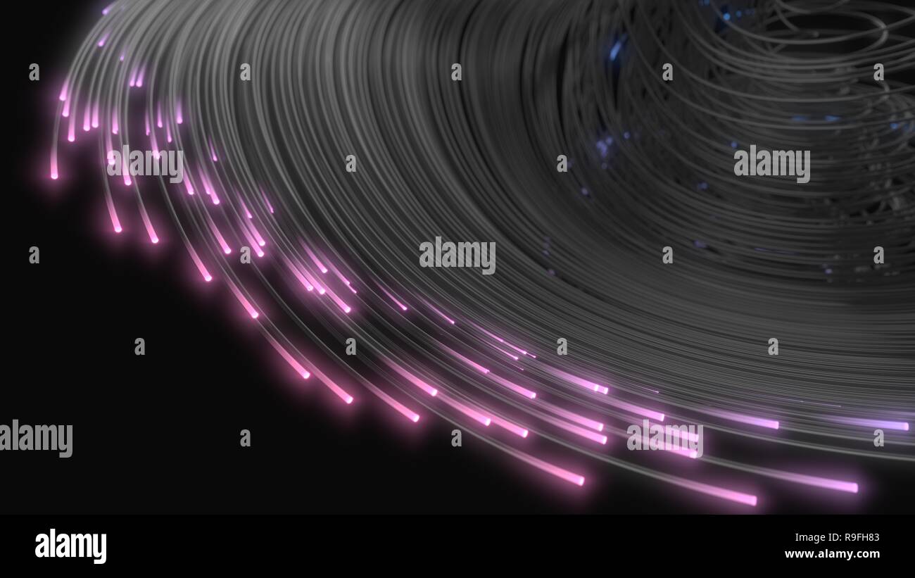 black strings with glowing heads in dark. 3d illustration Stock Photo ...