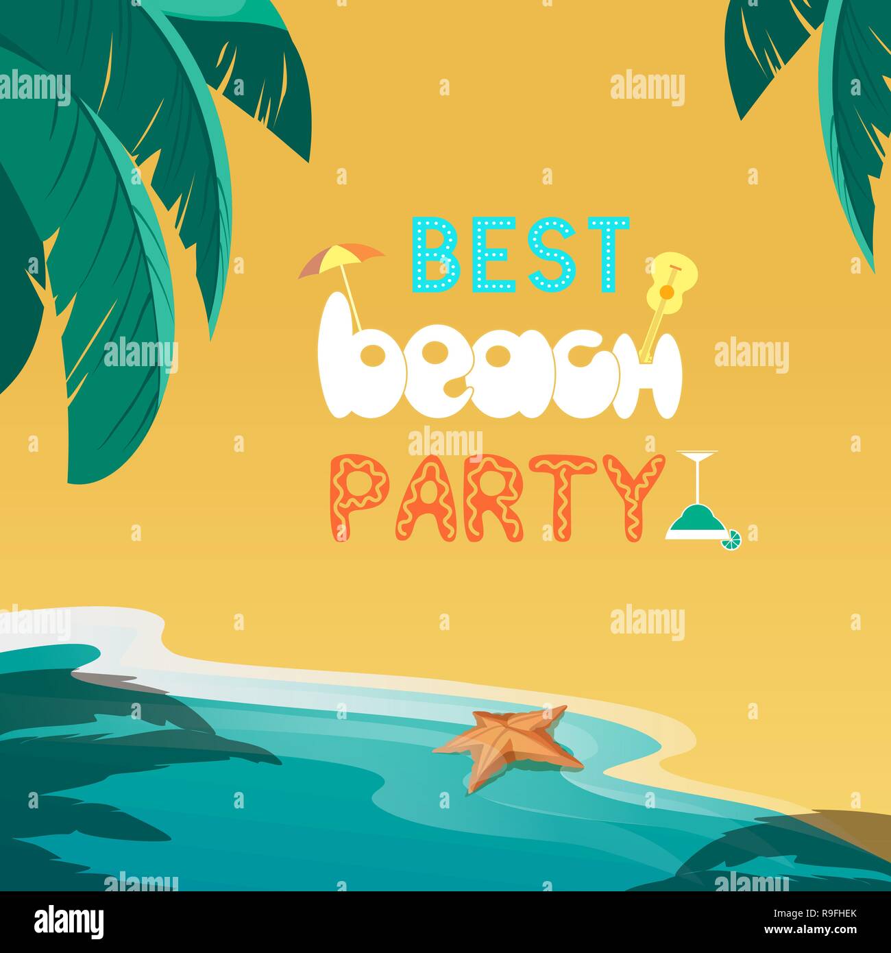 Vintage happy time at the beach Stock Vector Images - Alamy